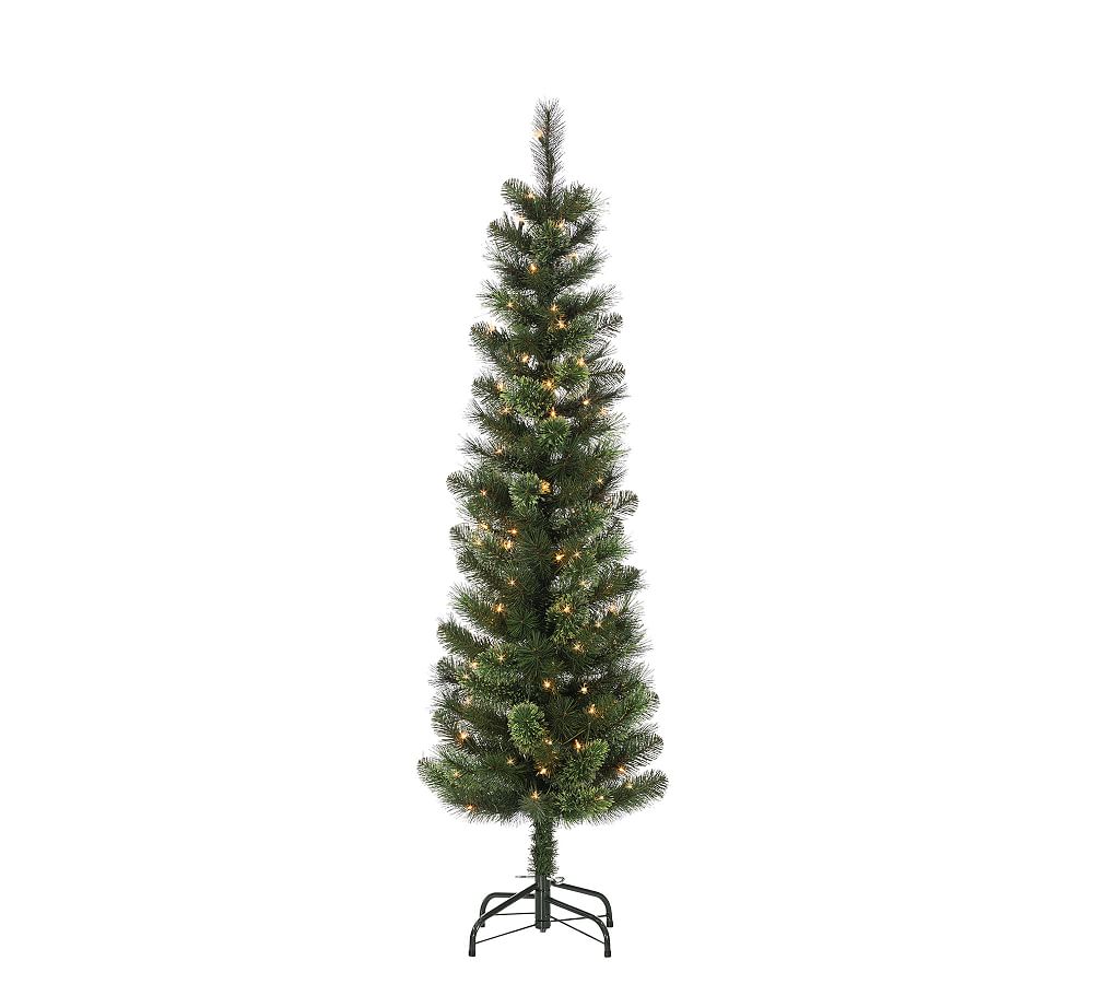 Pre-Lit Hard Mixed Cashmere Pencil Faux Pine Tree | Pottery Barn