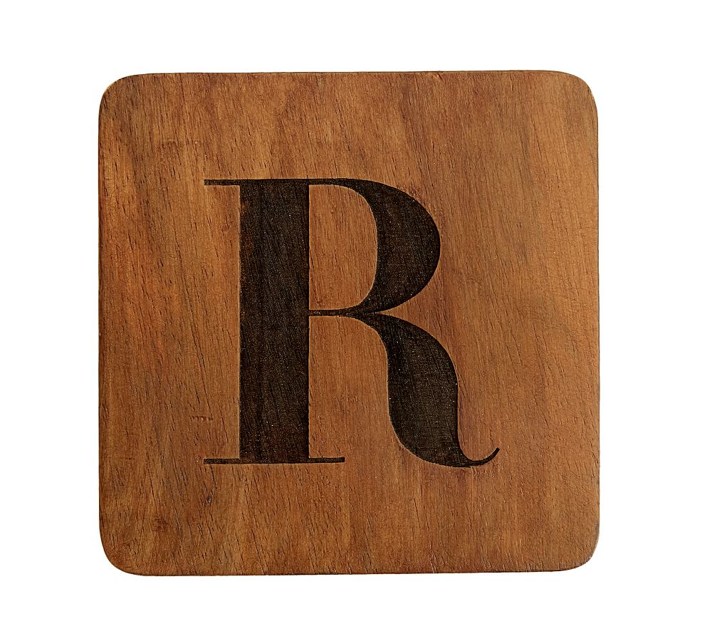 Alphabet Wood Coasters, Set of 4 | Pottery Barn