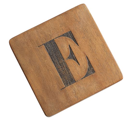 Alphabet Wood Coasters, Set of 4 | Pottery Barn