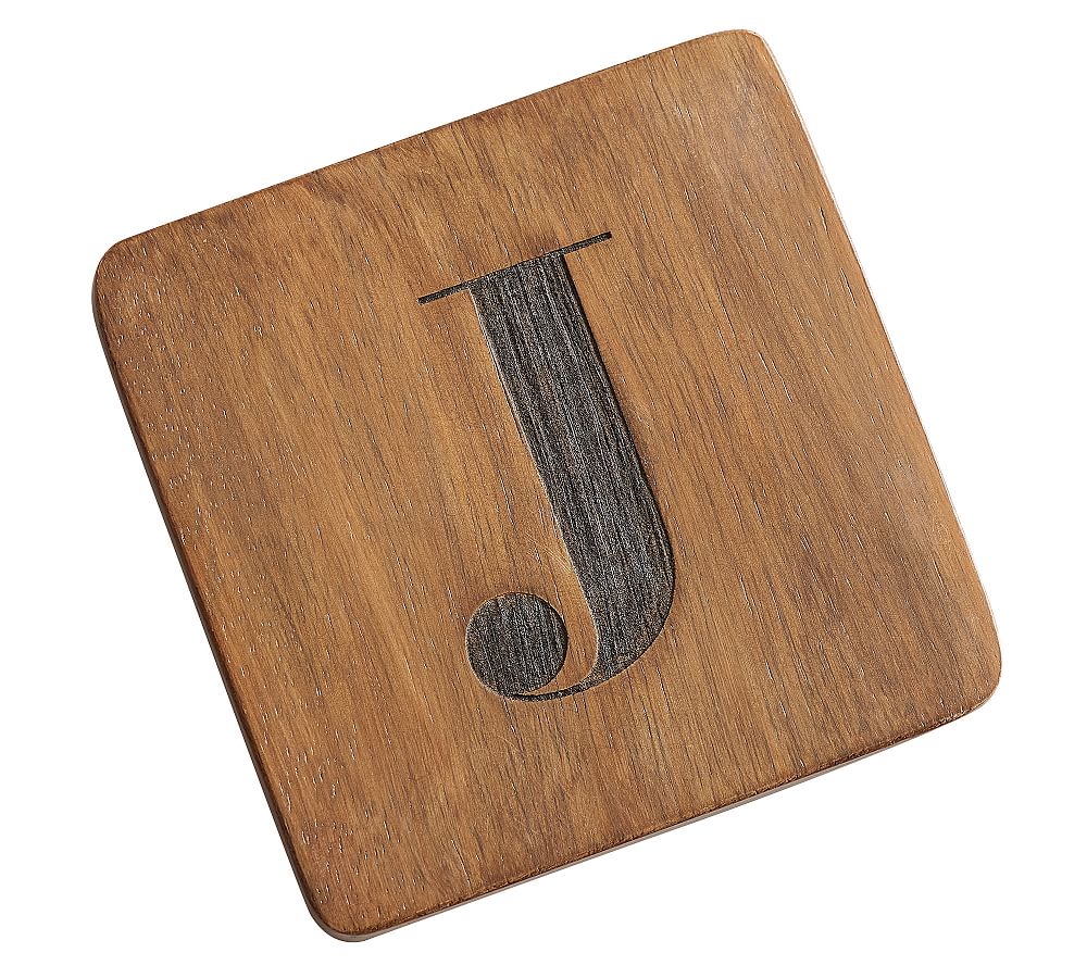 Alphabet Wood Coasters, Set of 4 | Pottery Barn
