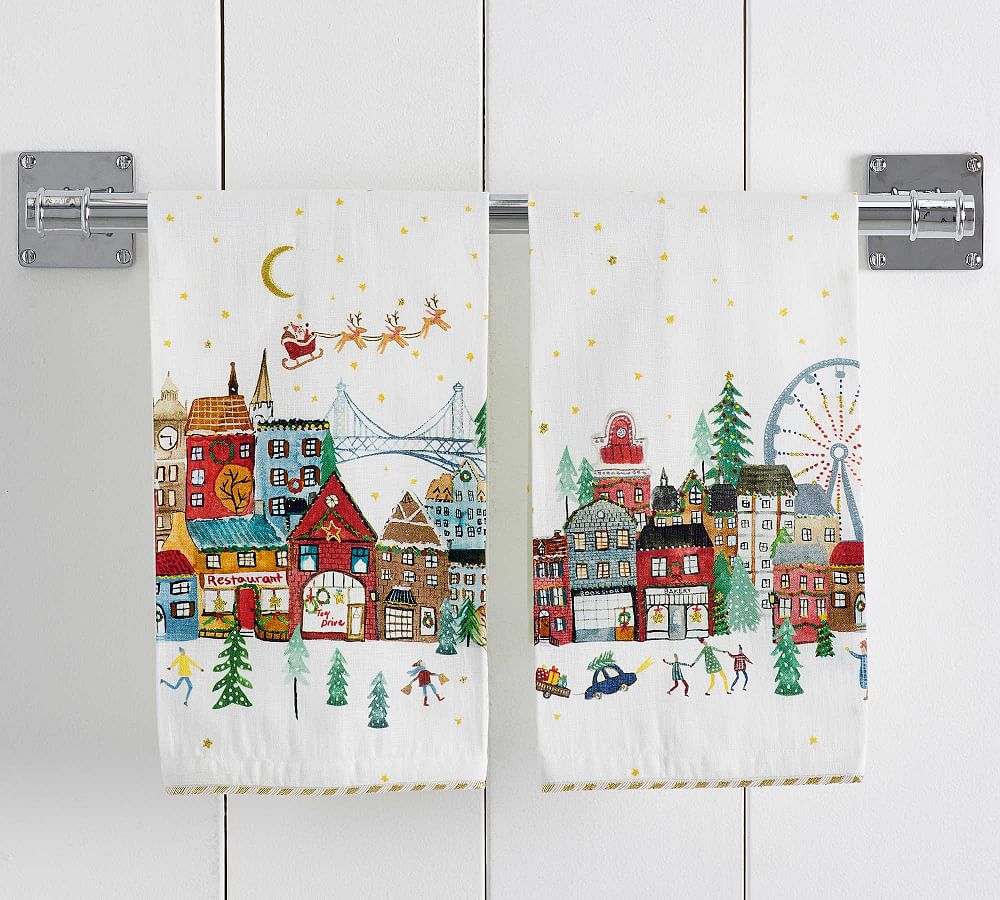 Christmas in the City Guest Towels | Pottery Barn