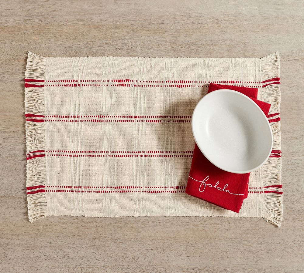 Becker Double Stripe Handwoven Cotton Placemats - Set of 4 | Pottery Barn
