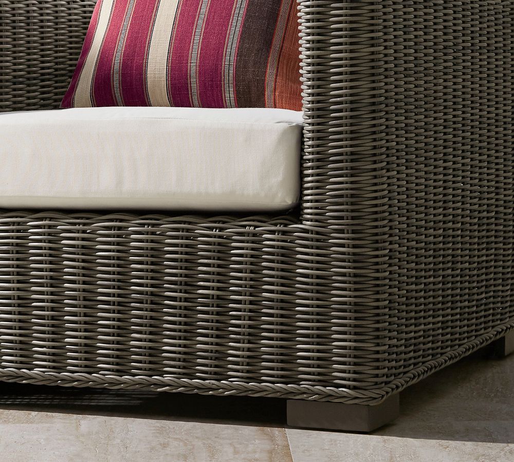 Huntington Wicker Square Arm Outdoor Lounge Chair | Pottery Barn