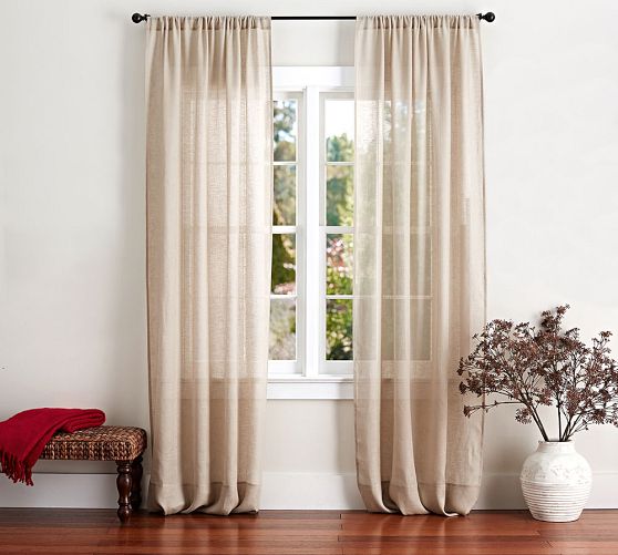 Belgian Flax Linen Rod Pocket Sheer Curtain | Pottery Barn