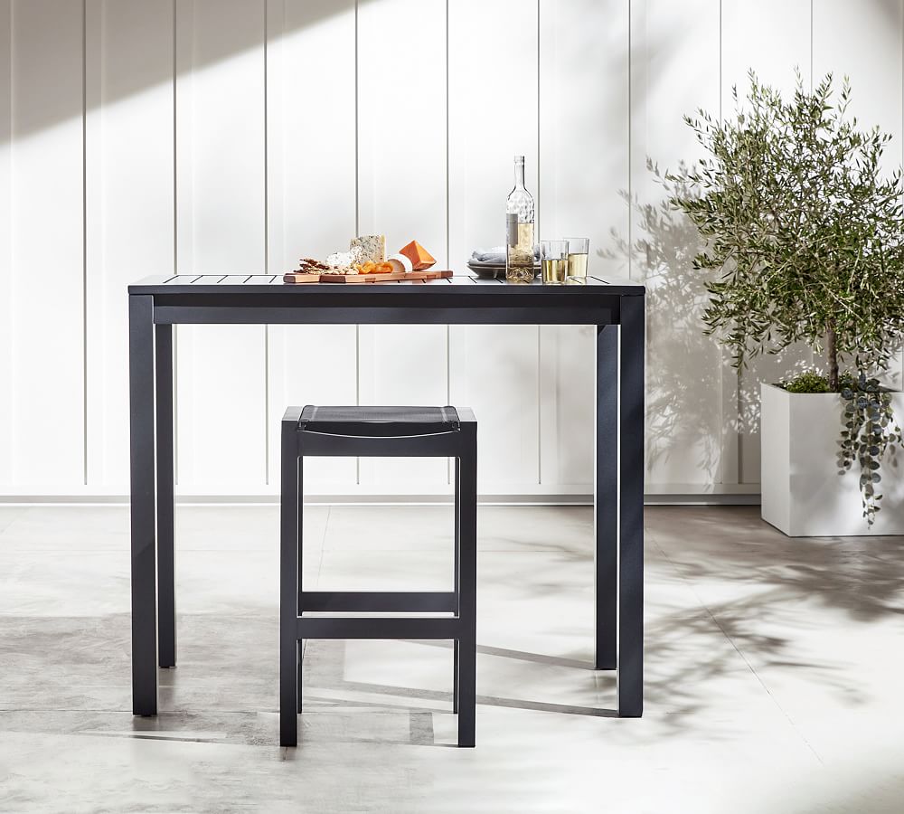 Indio Metal Rectangular Outdoor Bar Height Table | Pottery Barn