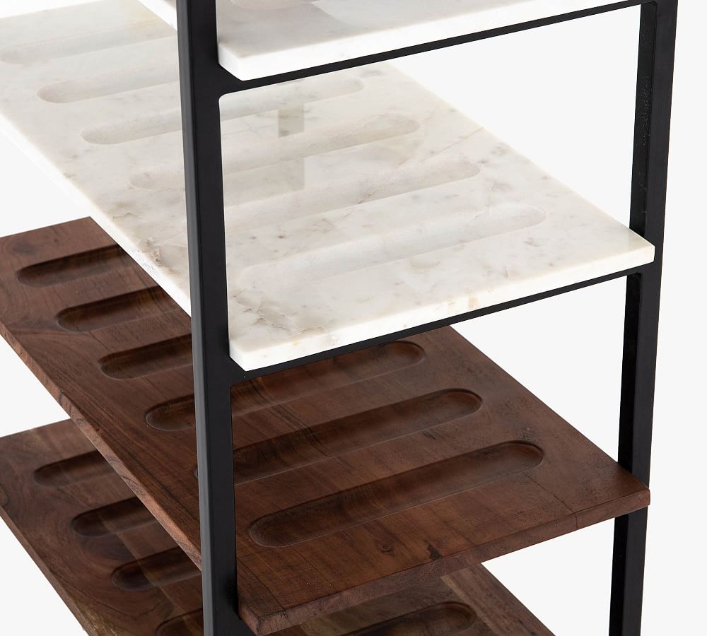 Beauden Wood & Marble Wine Rack | Pottery Barn