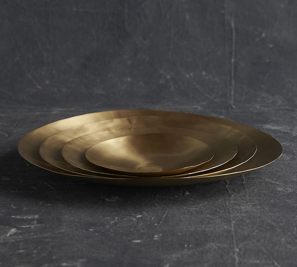 Avila Handmade Brass Platters - Set of 4 | Pottery Barn