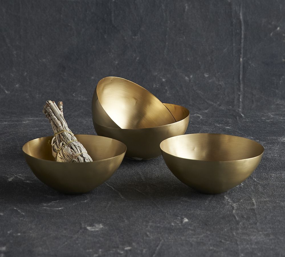 Avila Handmade Brass Snack Bowls - Set of 4 | Pottery Barn