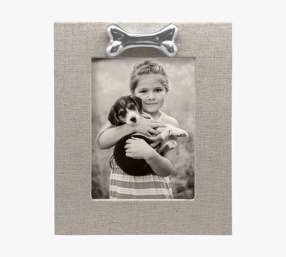 Linen Picture Frame with Silver Dog Bone | Pottery Barn