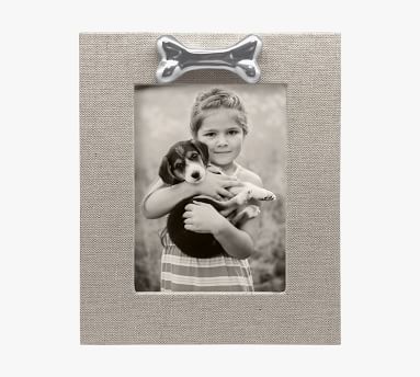 Linen Picture Frame with Silver Dog Bone | Pottery Barn