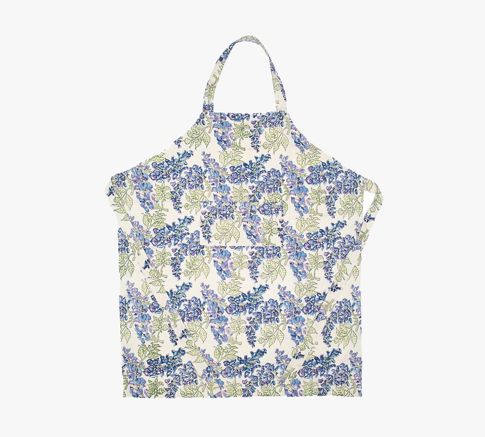 Wisteria Blockprint Cotton Apron | Pottery Barn