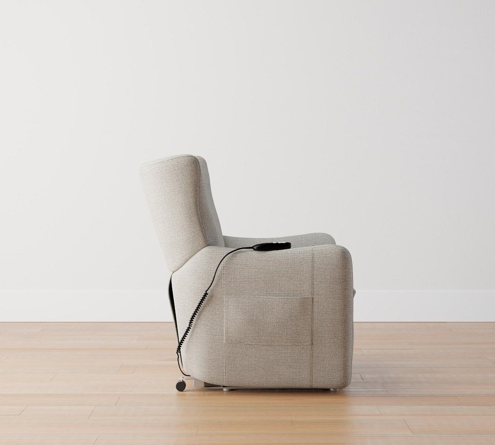 Wells Upholstered Tight Back Power Lift Recliner | Pottery Barn