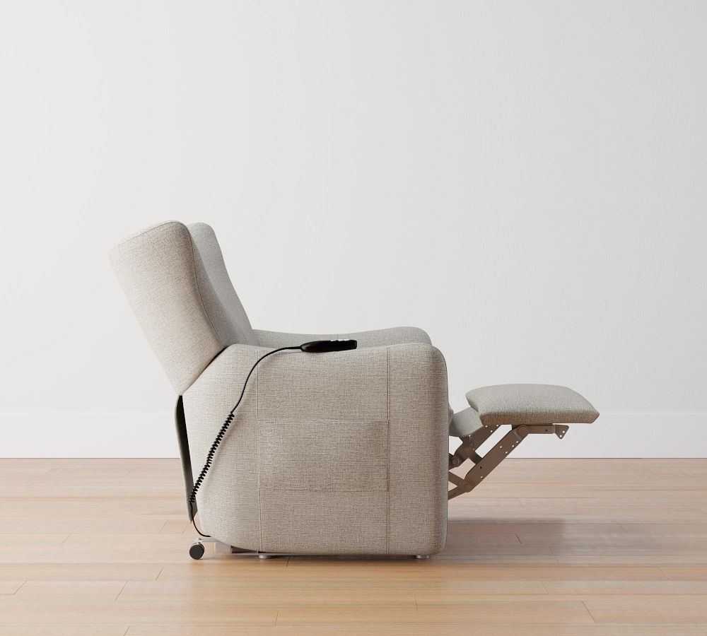 Wells Upholstered Tight Back Power Lift Recliner | Pottery Barn