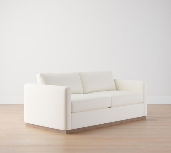 Carmel Square Slim Arm Upholstered Sleeper Sofa with Wood Base ...
