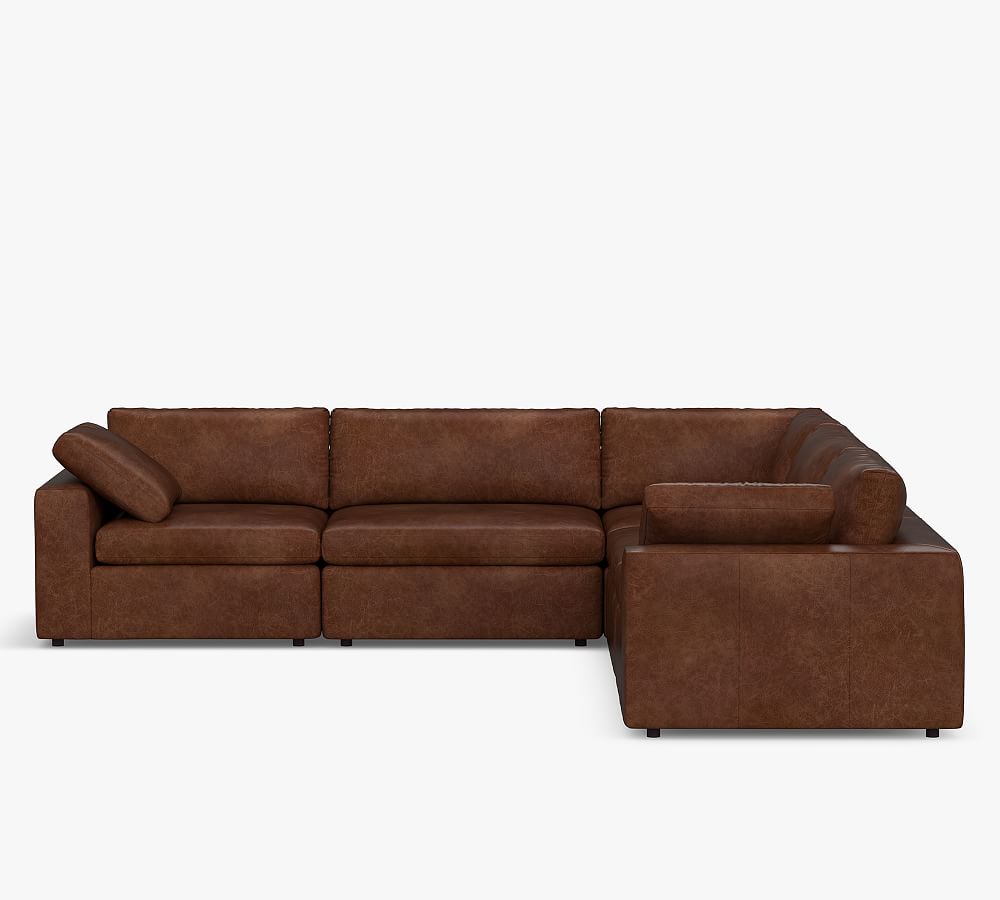 Dream Square Wide Arm Leather Modular L-Shaped Sectional | Pottery Barn