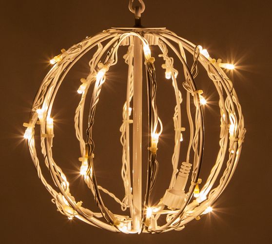 Warm White LED Ball With White Frame | Pottery Barn