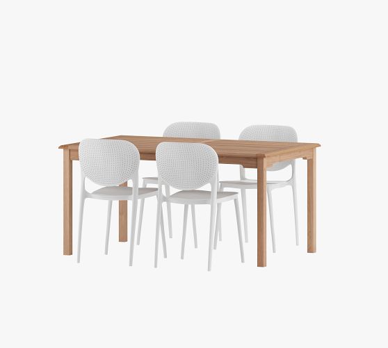 Reyes 5-Piece Teak Rectangular Dining Table Set | Pottery Barn