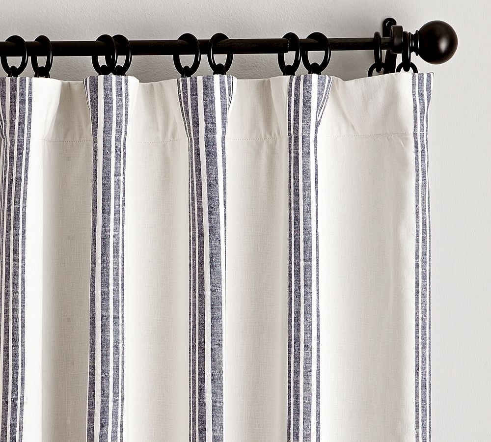 Riviera Striped Linen/Cotton Curtain | Pottery Barn