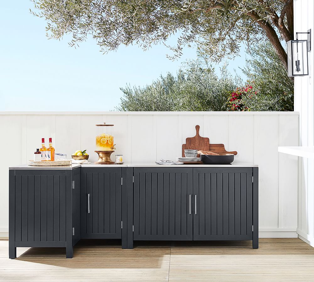 Indio Metal Outdoor Kitchen Double Cabinet | Pottery Barn