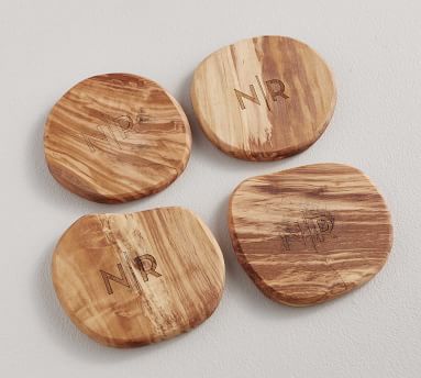 Olive Wood Coasters - Set of 4 | Bar Accessories | Pottery Barn