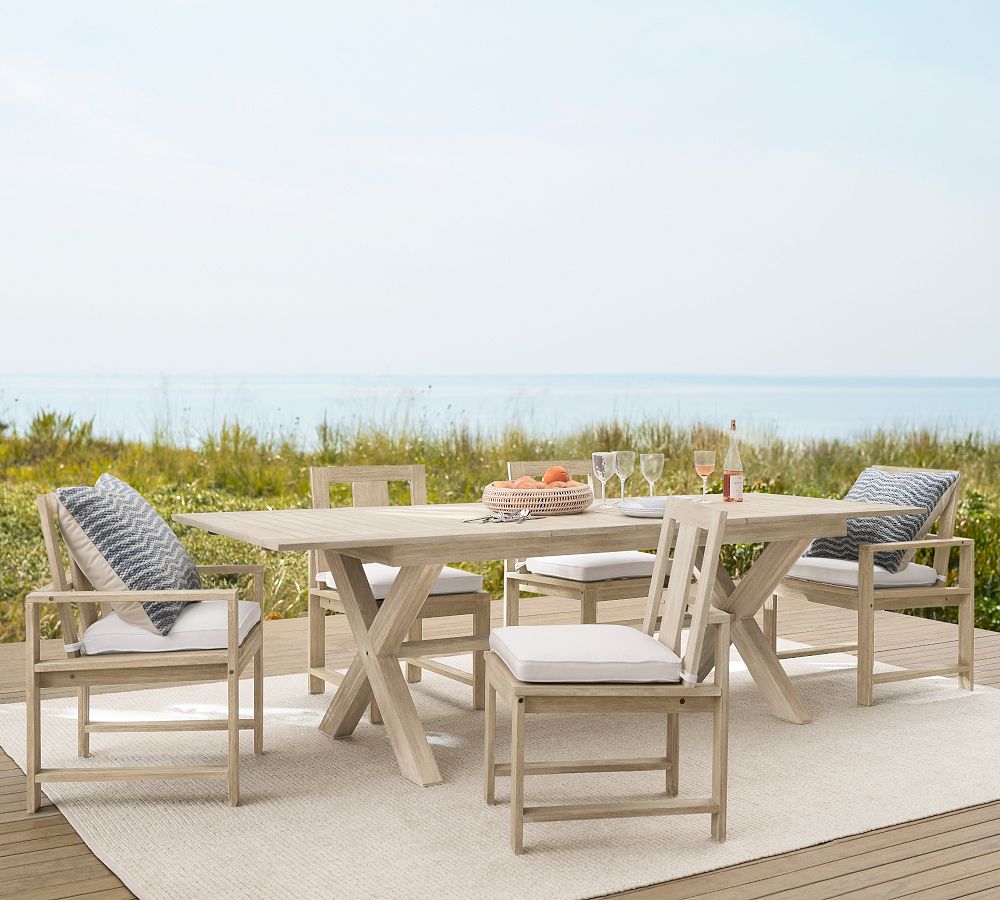 Indio FSC® Eucalyptus X-Base Extending Outdoor Dining Table | Pottery Barn