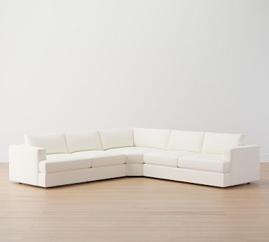 Carmel Recessed Square Arm Upholstered 3 Piece L-Shaped Sectional with ...