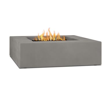 Arbor Concrete 40" Square Low Propane Fire Pit Table | Pottery Barn