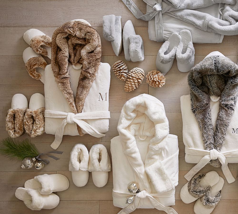 Ivory Alpaca Faux Fur Bathrobe | Pottery Barn