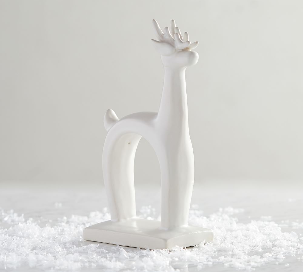 White Ceramic Reindeer | Pottery Barn