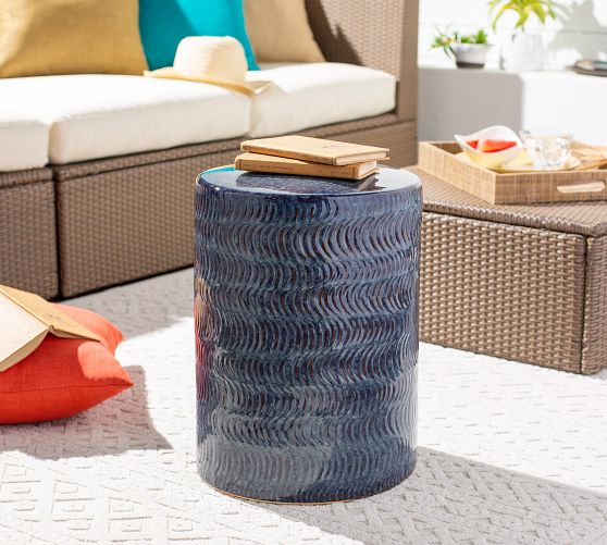 Willow Round Ceramic Accent Table | Pottery Barn