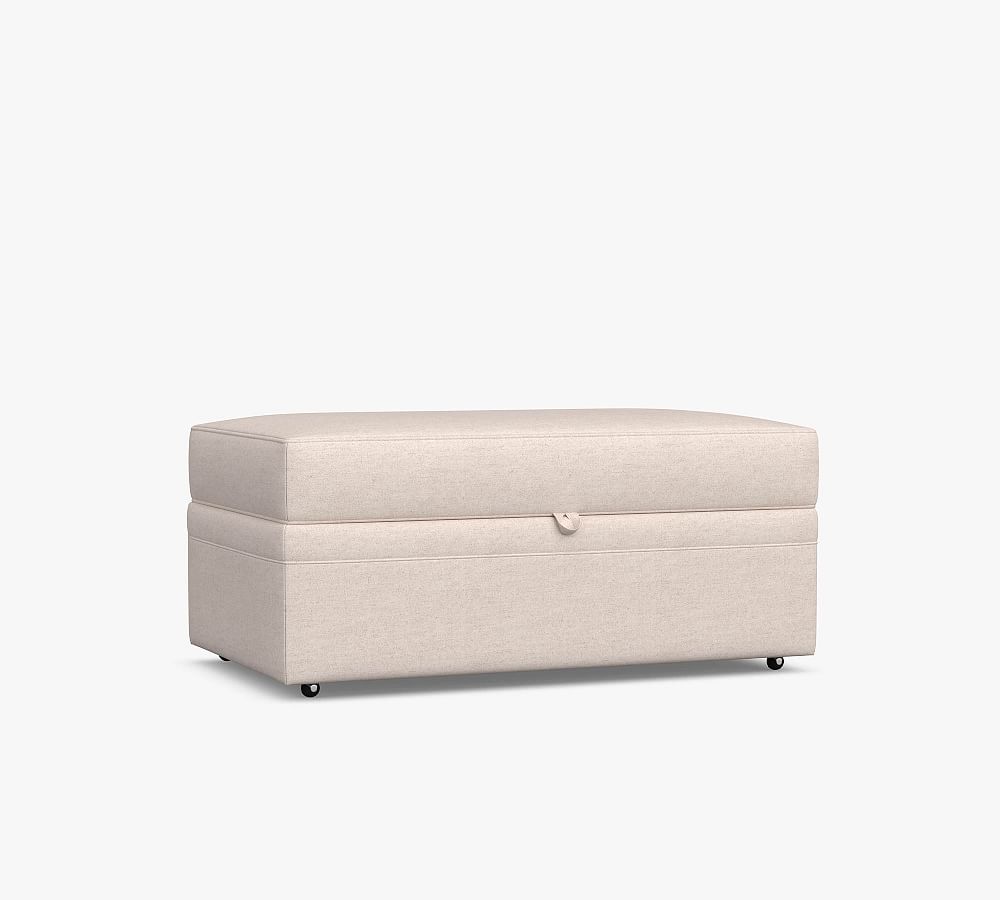 Pearce Upholstered Storage Ottoman with Pull Out Table | Pottery Barn
