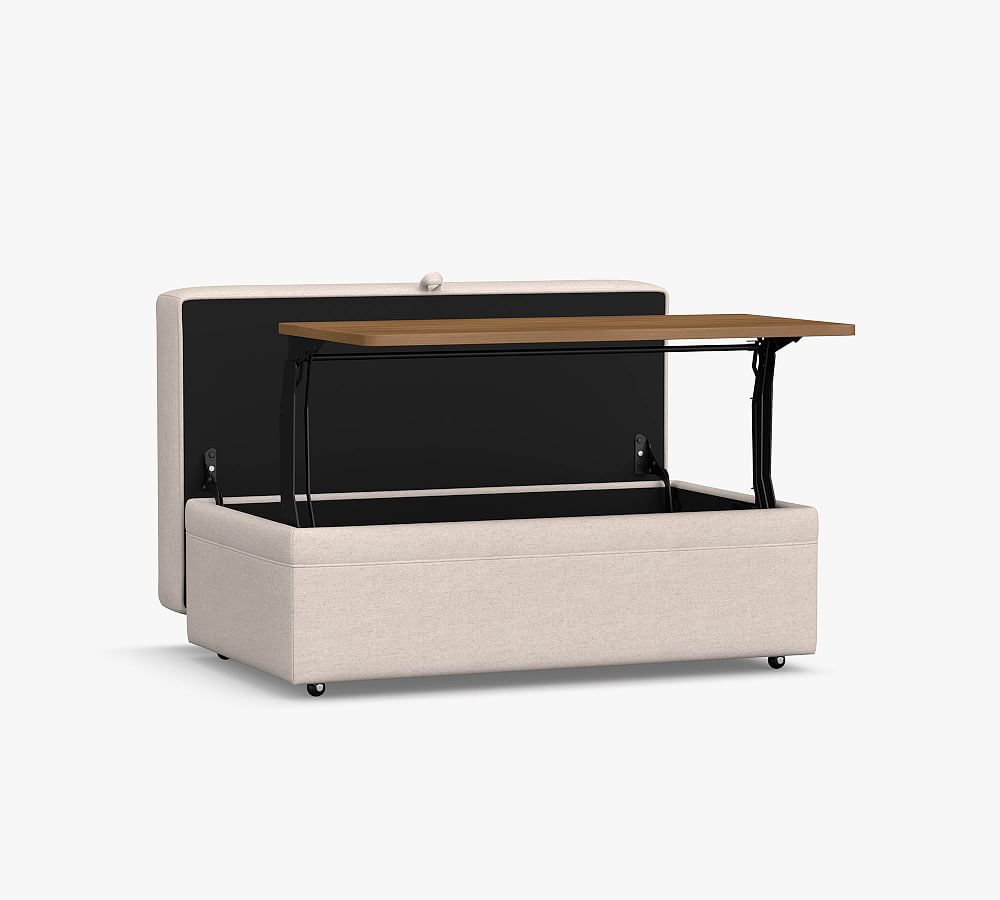 Pearce Upholstered Storage Ottoman with Pull Out Table | Pottery Barn