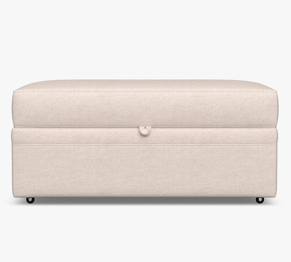 Pearce Upholstered Storage Ottoman with Pull Out Table | Pottery Barn