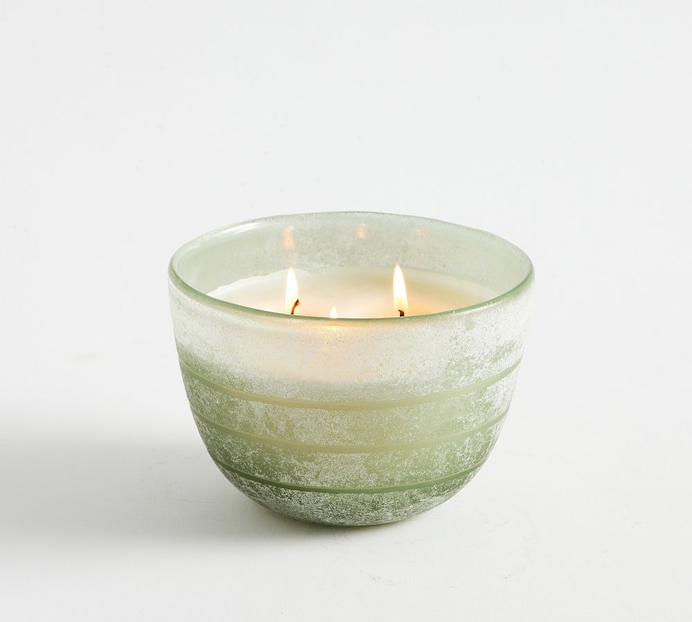 Etched Frosted Glass Scented Candle - Fig & Sandalwood | Pottery Barn