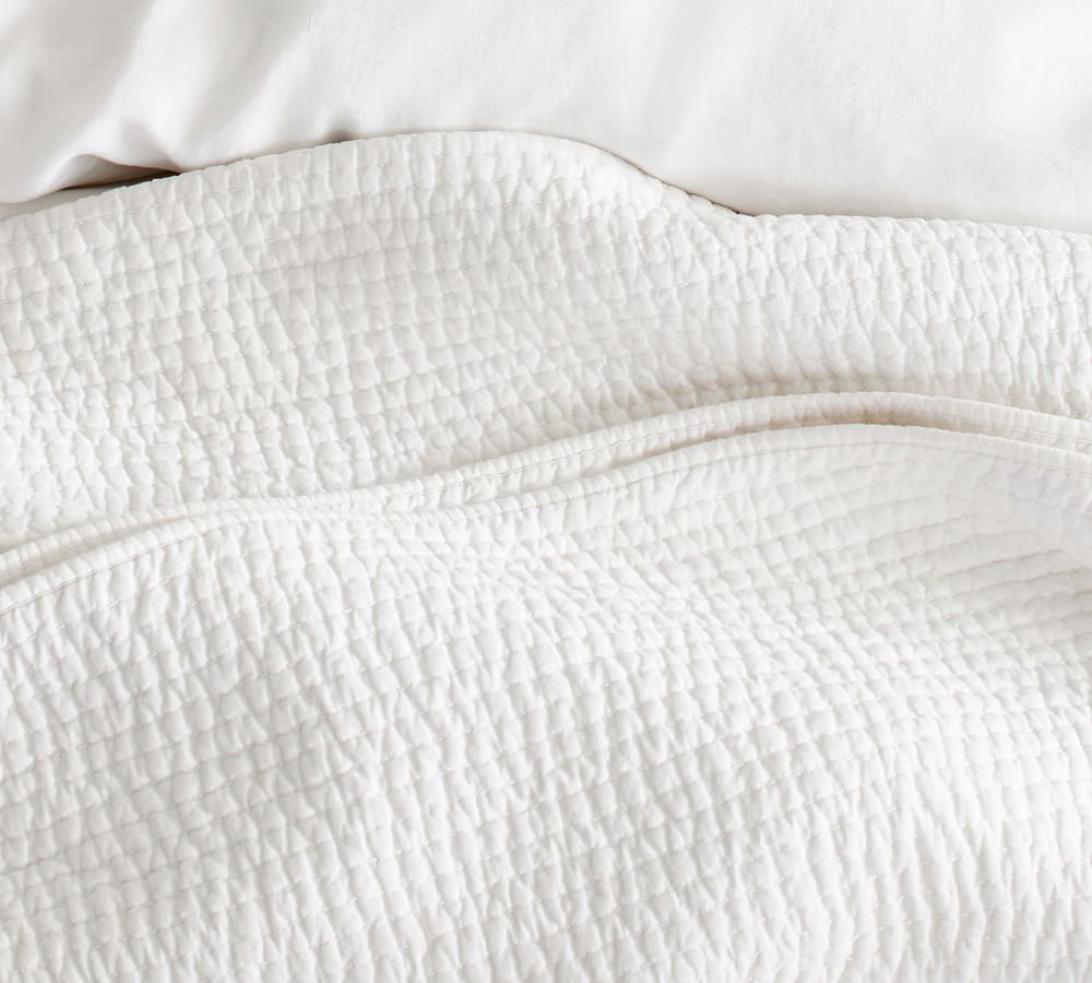 Pick-Stitch Handcrafted Cotton/Linen Quilt | Pottery Barn