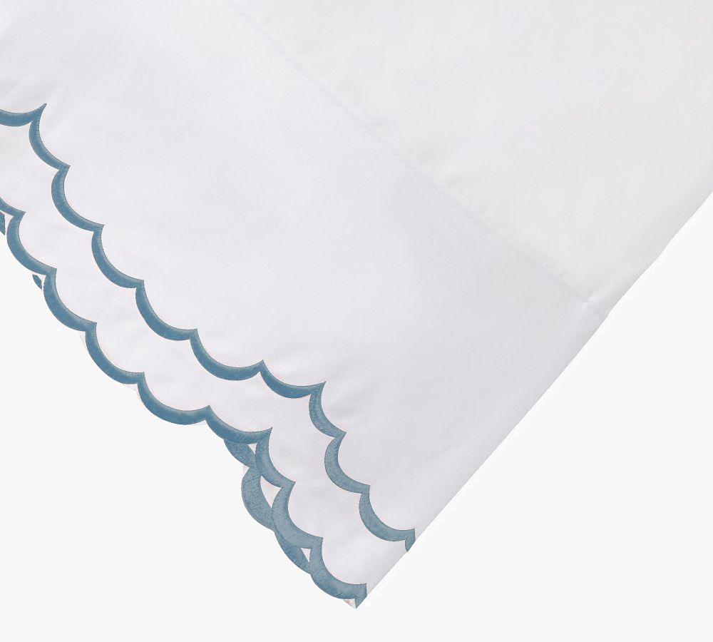 Maci Double Scalloped Percale Embroidered Sheet Set | Pottery Barn