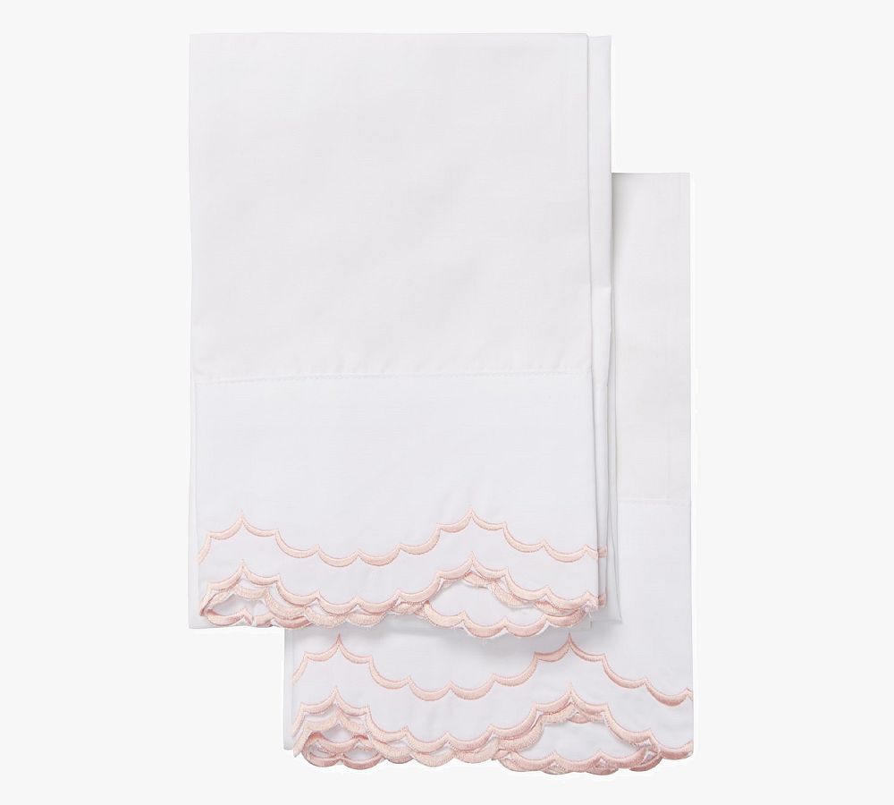 Maci Double Scalloped Percale Embroidered Sheet Set | Pottery Barn