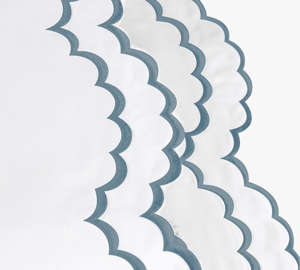 Maci Double Scalloped Percale Embroidered Sheet Set | Pottery Barn