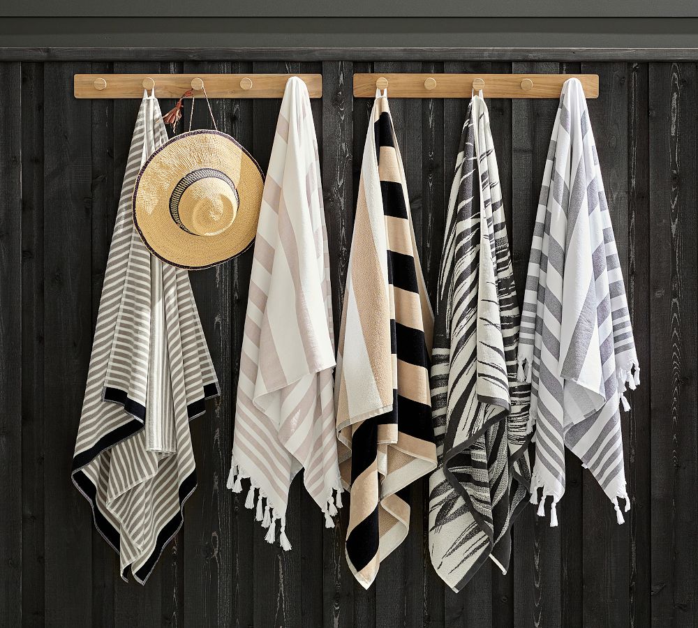 Teak Wood Outdoor Row of Five Hooks | Pottery Barn