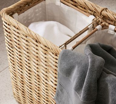 Aubrey Handcrafted Divided Hamper | Pottery Barn