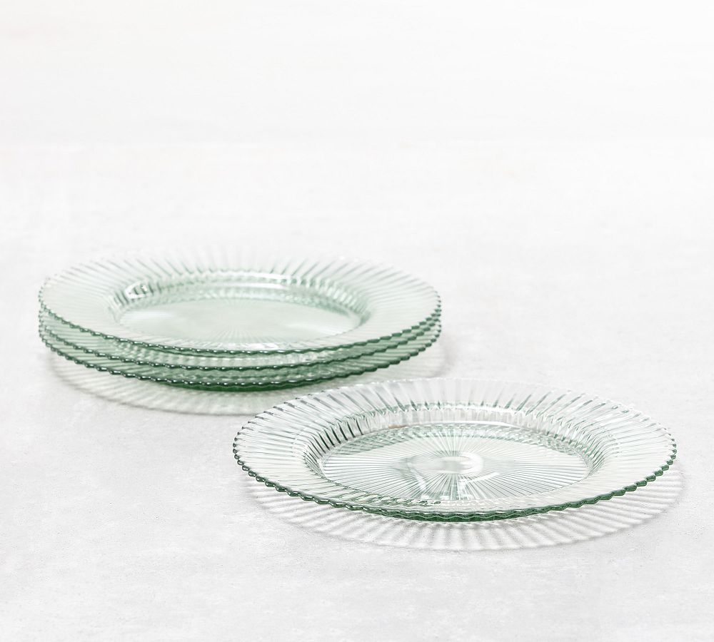 Fluted Glass Dinner Plate - Set of 4 | Pottery Barn