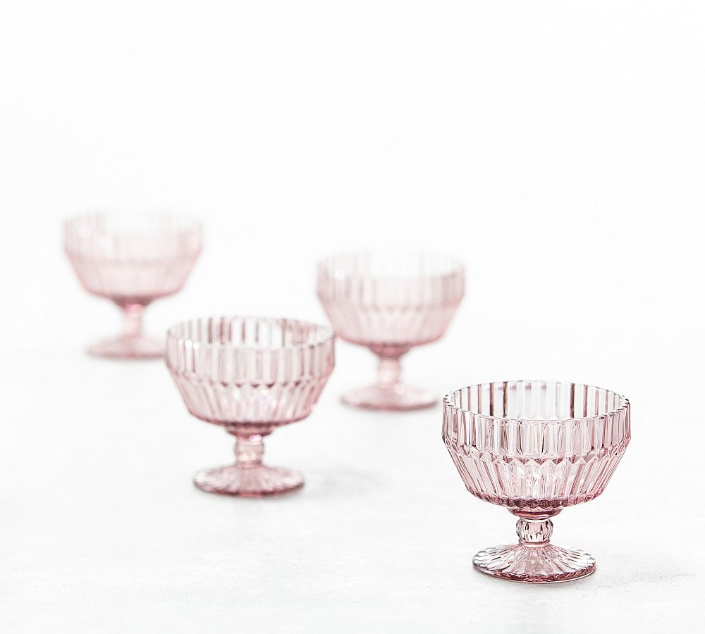 Fluted Glass Footed Bowl - Set of 4 | Pottery Barn