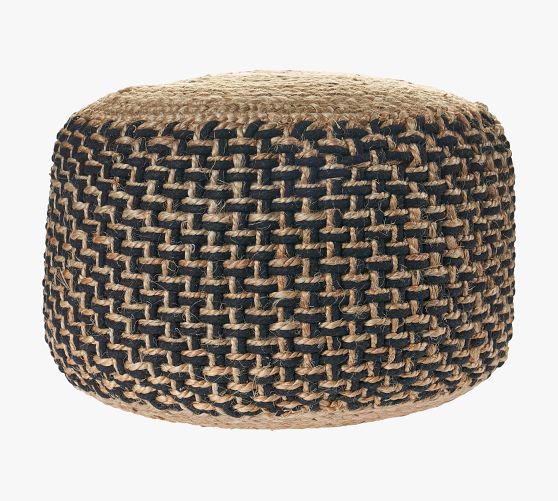 Handwoven Basketweave Jute Pouf | Pottery Barn