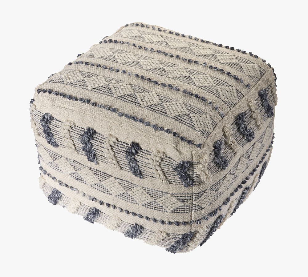 Diamond Wool Tufted Square Pouf | Pottery Barn