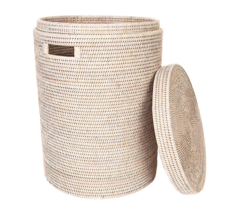 Tava Handwoven Rattan Round Hamper | Pottery Barn