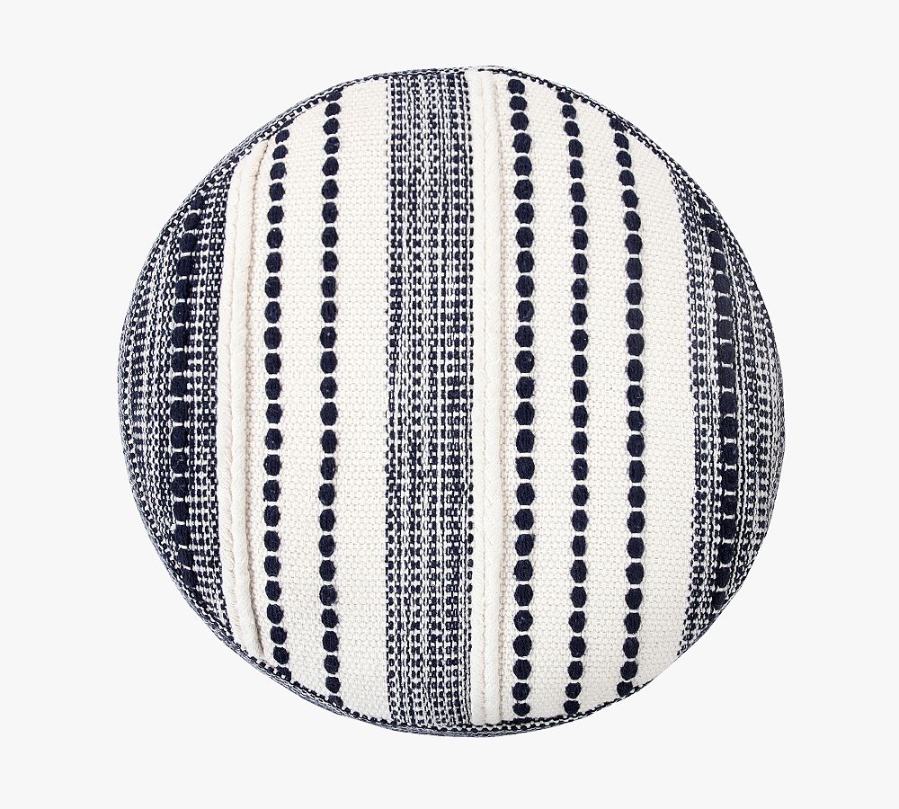 Coastal Striped Cotton Round Pouf | Pottery Barn