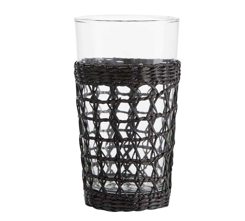 Cane Drinking Glasses - Black | Pottery Barn