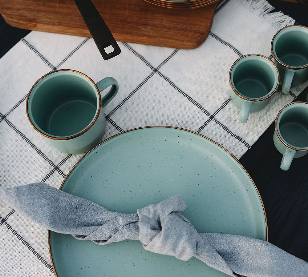 Rim Enamel 8-Piece Dinnerware Set | Pottery Barn