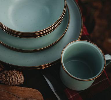 Rim Enamel 8-Piece Dinnerware Set | Pottery Barn