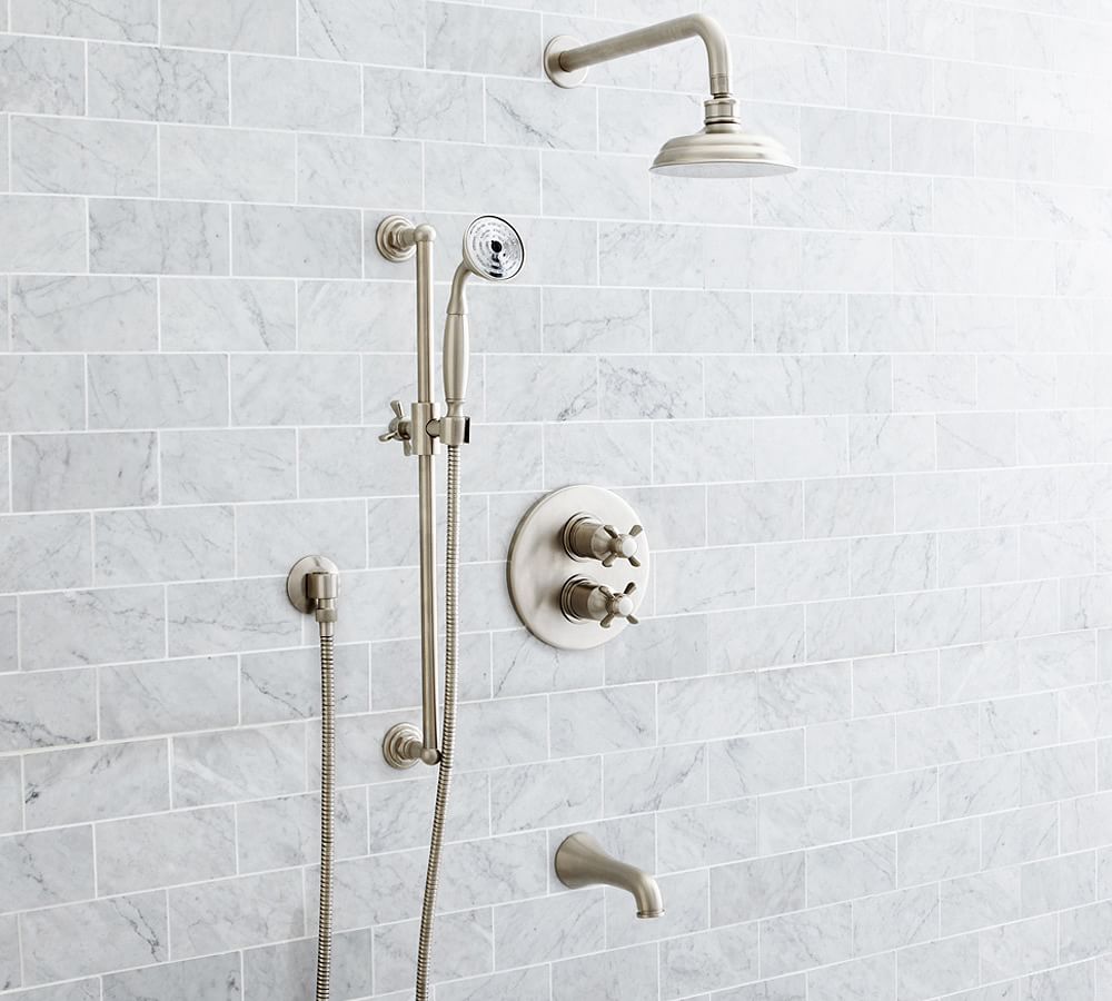 Sussex Cross Handle Thermostatic Bathtub & Shower Set with Handshower ...